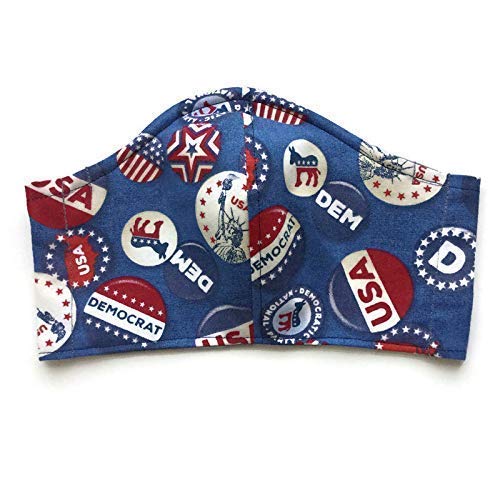 Amazon.com: Retro Blue Democratic Political Campaign Button Fitted Face ...