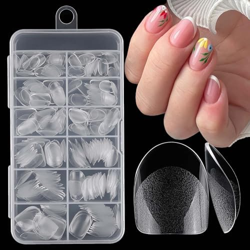 Amazon.com: LuckForever 240pc Extra Short Oval Fake Nails Tips Clear ...
