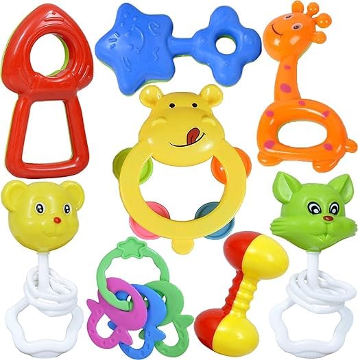 ANI WORLDColourful Plastic Non Toxic Pack of 8 Attractive Rattles and ...