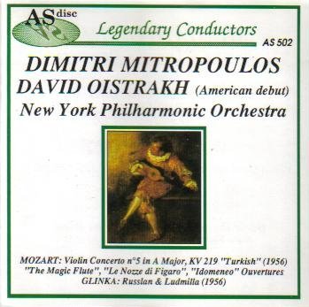 David Oistrakh, Mozart, Glinka, Dimitri Mitropoulos, New York ...