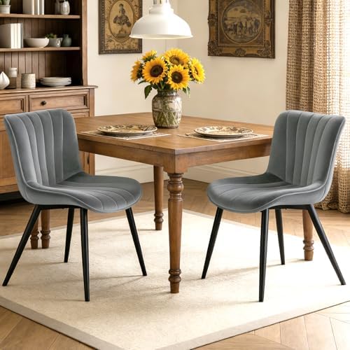 Amazon.com - Velvet Dining Chairs Set of 2, Modern Upholstered Kitchen ...