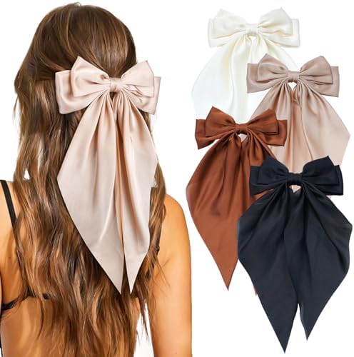 Amazon.com : 4 Pcs Hair Bows for Women Big Ribbon Bows for Hair Long ...