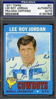 Lee Roy Jordan Signed Certified 1971 Topps Authenic Autograph - PSA/DNA ...