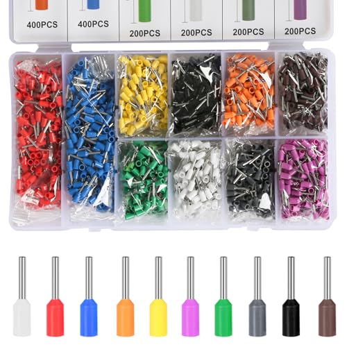 Jadeshay Wire Ferrules kit,2400pcs Wire Ferrule Crimp Connectors Kit ...