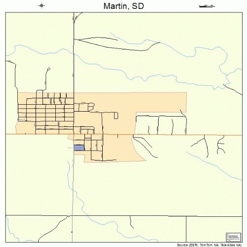 Large Street & Road Map of Martin, South Dakota SD - Printed poster ...