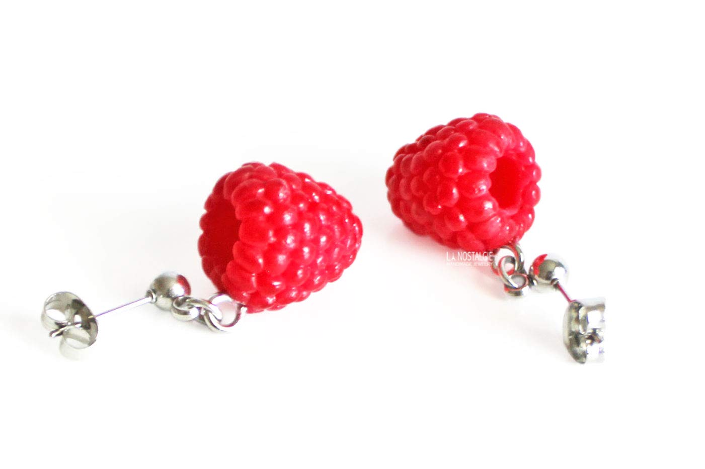 Amazon.com: Raspberry Fruit Pink Dangle Stud Earrings Heart Shaped ...