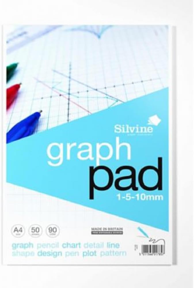 Silvine A4 Graph Pad. 50 Sheets of Quality 90gsm Paper, Printed 1-5 ...
