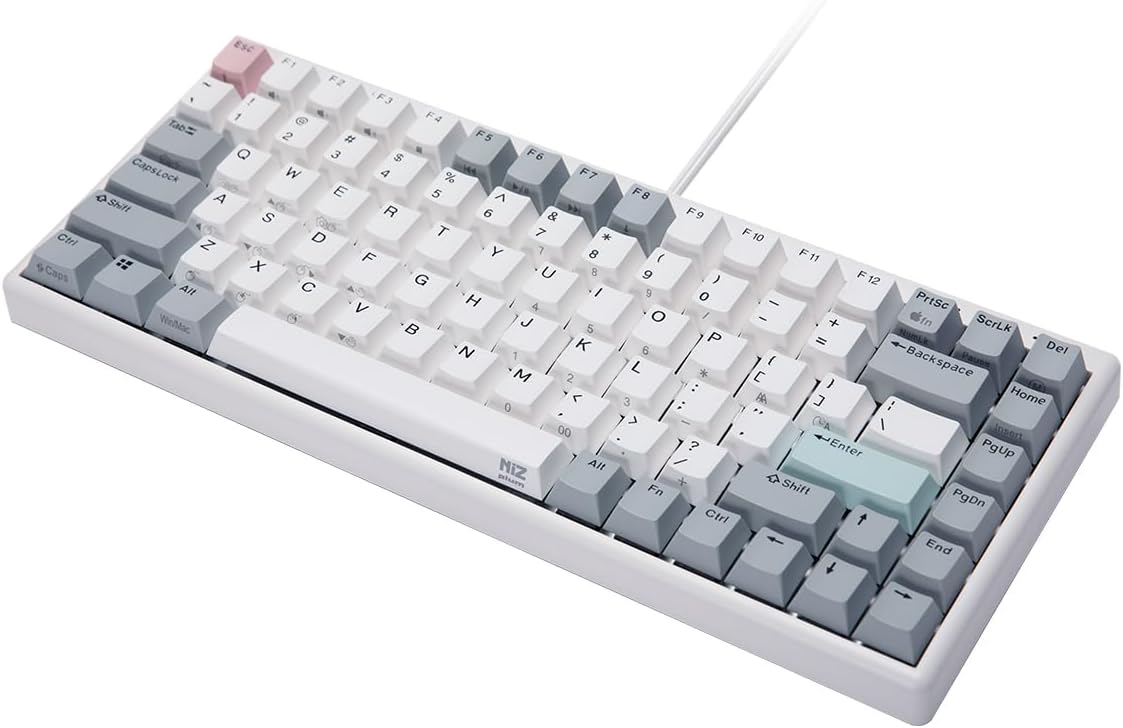 Amazon | NiZ キーボード Mini84 静電容量無接点方式 Mini84 有線キーボード 白い 84キー キー荷重35g 英語配列 ...