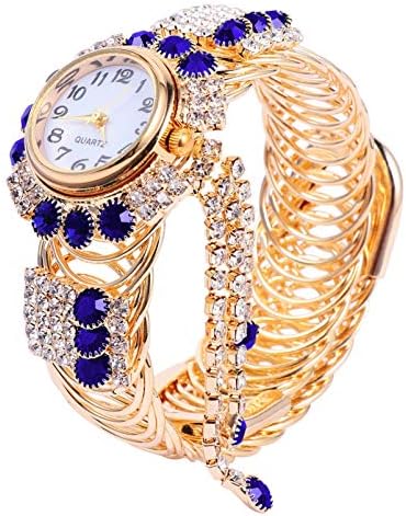 Hemobllo Ladies Dress Watch Luxury Quartz Rhinestone Shining Bling ...