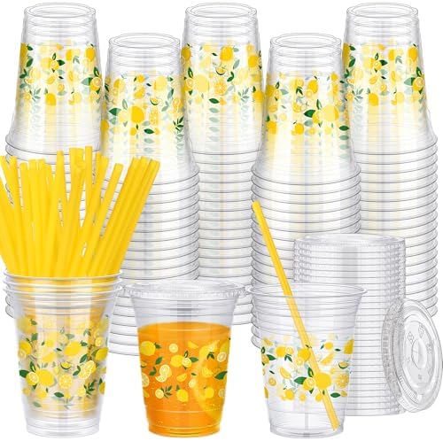 Amazon.com: Singhoow 50 Pcs Capri Lemon Plastic Cups Bulk 16 oz Blue ...