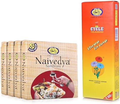 Cycle Pure Naivedya Sambrani Cups (48 pcs) + Three in One Agarbatti ...