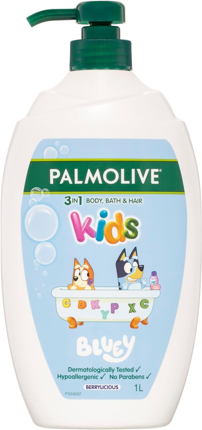 Palmolive 3 in 1 Kids Bluey Body Wash, Bath & Hair, 1L, Berrylicious ...