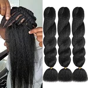 Amazon.com : Kinky straight Vixen Crochet Bundles crochet hair 18inch Natural Black Yaki Premium ...