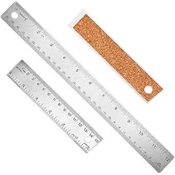 3 Pieces Stainless Steel Cork Back Rulers Set 1 Piece 12 Inch and 2 ...