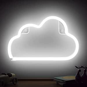 XIYUNTE Cloud Neon Signs, White Neon Cloud Sign for Wall Decor, Battery ...