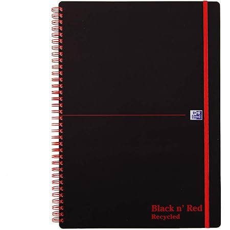 Oxford Black n' Red A4 Glossy Hardback Wirebound Notebook, Ruled, 140 ...