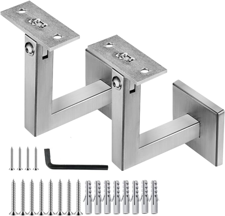 Amazon.com: 2 x 304 Stainless Adjustable Handrail Brackets, Heavy Duty ...