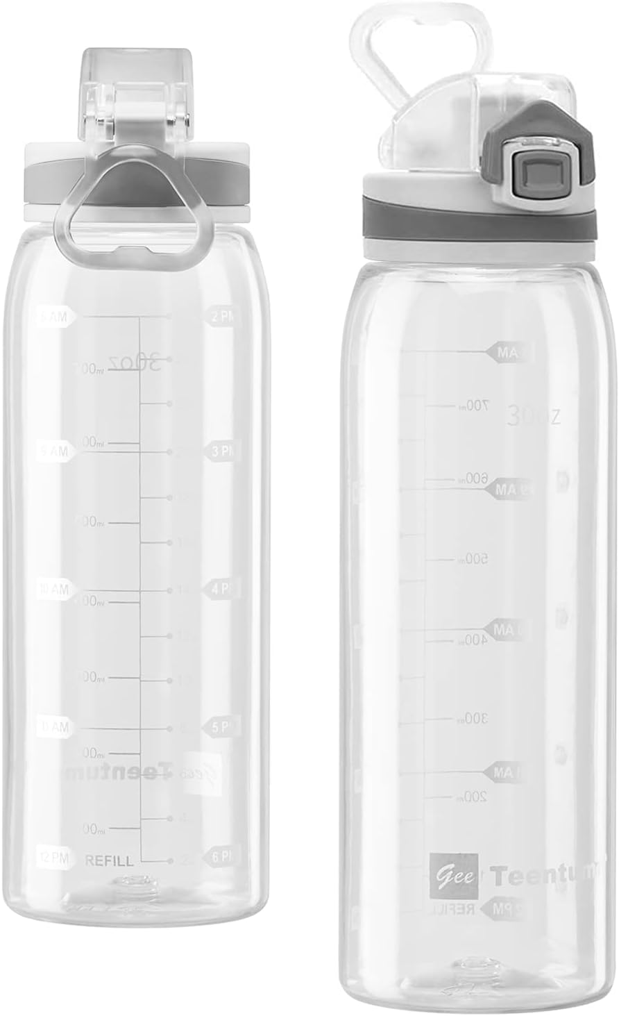 Amazon.com: Doseno 27OZ Reusable Plastic Water Bottle, Clear with ...