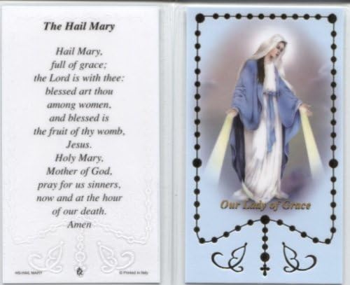 Amazon.com: The Hail Mary Laminated Holy Card with Gold Stamped Rosary ...
