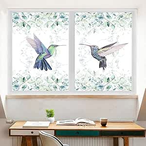 Eucalyptus Hummingbird Window Film Abstract White Green Leaf Eucalyptus ...