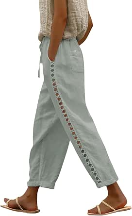 Loose Fitting Summer Capris for Women Casual Lightweight Wide Leg Solid ...