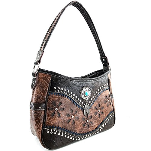 Justin West Cowgirl Leather Cut Concealed Carry Feather Concho Country ...