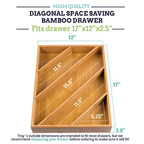 Diagonal Space Saving Bamboo Drawer and Cabinet Organizer Divider fits ...