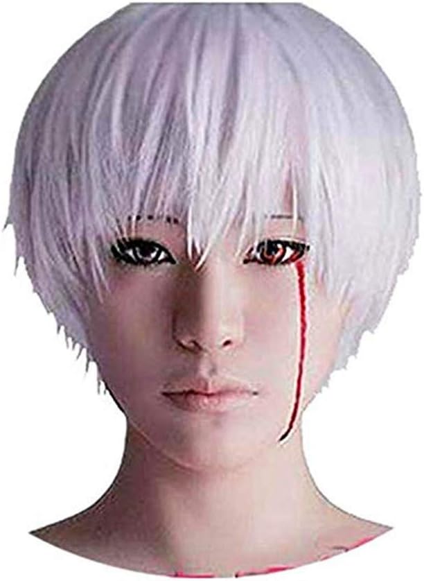 DAYISS Ken Kaneki Cosplay Anime Halloween Short Wig Unisex Cosplay ...