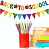 Amazon.com: Glitter Back to School Banner and Colorful Glittery Pennant ...