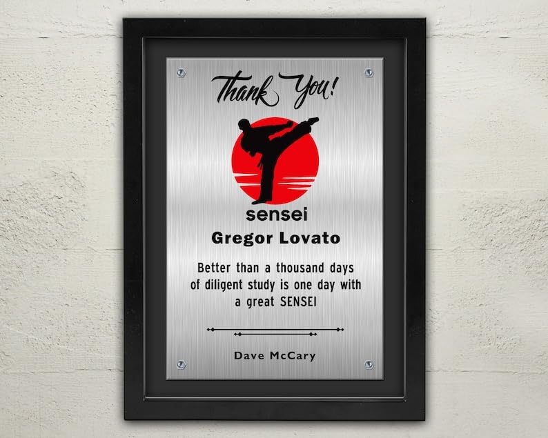 Amazon.com: Karate Sensei Thank You Framed Plaque-Karate Coach-Sensei ...