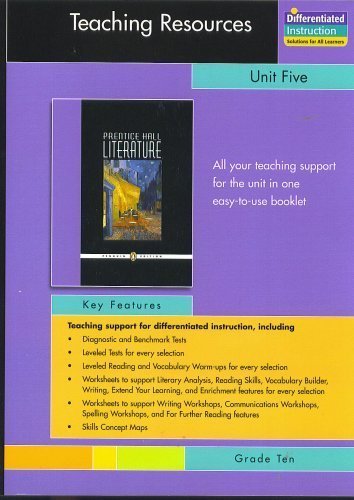 PRENTICE HALL LITERATURE PENGUIN EDITION TEACHERS RESOURCES UNIT 5 ...
