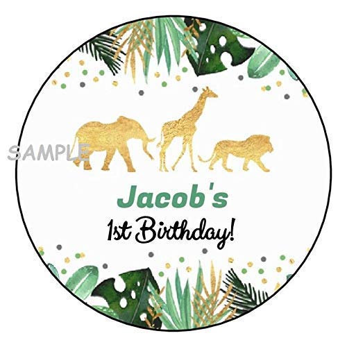 Amazon.com: 12 Personalized Jungle Zoo Safari Birthday Party Stickers ...