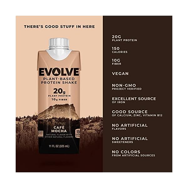Evolve Plant Based Protein Shake, Café Mocha, 20g Vegan Protein, Dairy ...