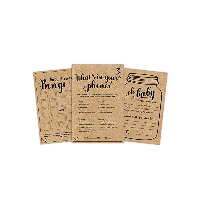 Buy 30 Pack Baby Shower Bingo Game Cards. Kraft Baby Shower Games. Baby ...