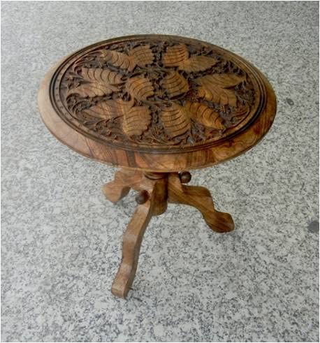 SANT HANDICRAFTS Sheesham Wooden Round Shape Hand Carving Table ...