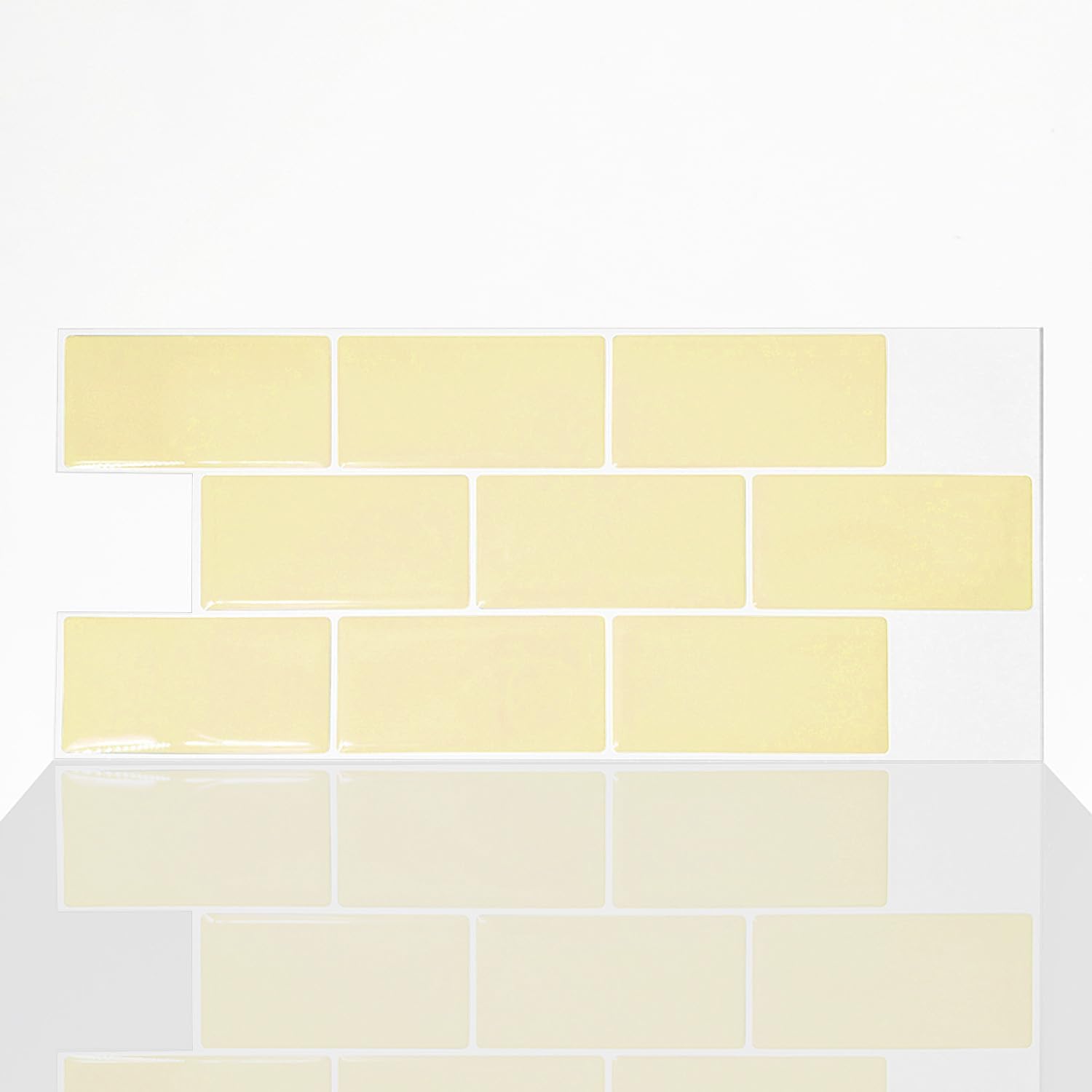 Amazon.com: Alwayspon 10 Sheets Yellow Cream 3D Vinyl Backsplash Subway ...