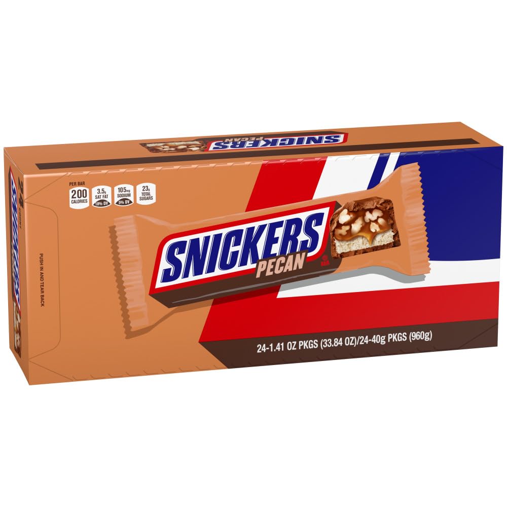 Amazon.com : SNICKERS Pecan Milk Chocolate Candy Bar Full Size Singles ...