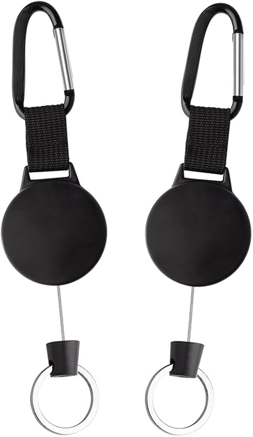 Kuuqa 2 Pieces Heavy Duty Retractable Key Chain Key Reel with 39 Inches ...