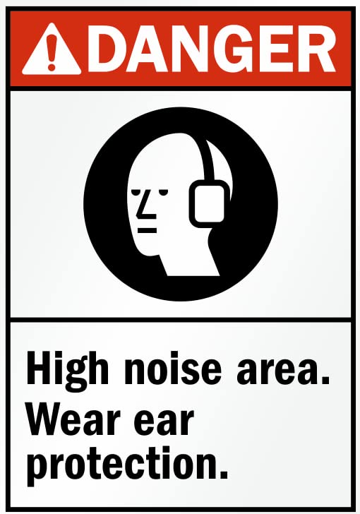 Danger high Noise Area. Wear Ear Protection Signage, PVC Waterproof ...