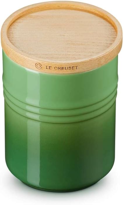LE CREUSET Stoneware Storage Jar with Wooden Lid, 10cm, 540ml, Bamboo ...