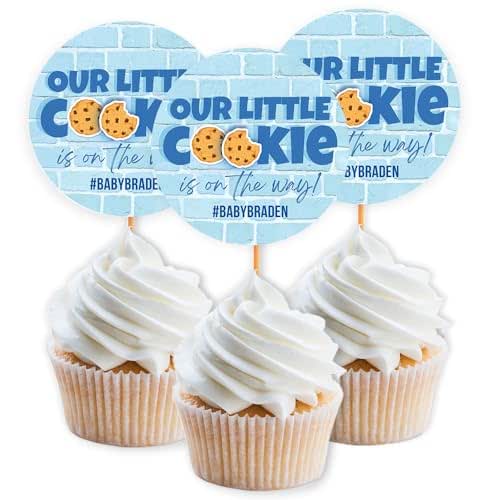 Amazon.com: Personalized Milk And Cookies Themed Baby Shower Cupcake ...