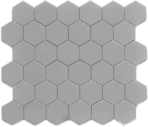 2x2 Grey Hexagon Matte Porcelain Mosaic Tile - (Box of 20 Sheets ...