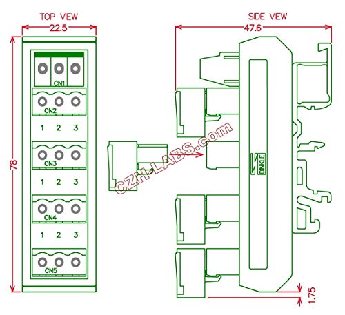 Snapklik.com : Slim DIN Rail Mount 10A/300V 5x3 Position Pluggable ...