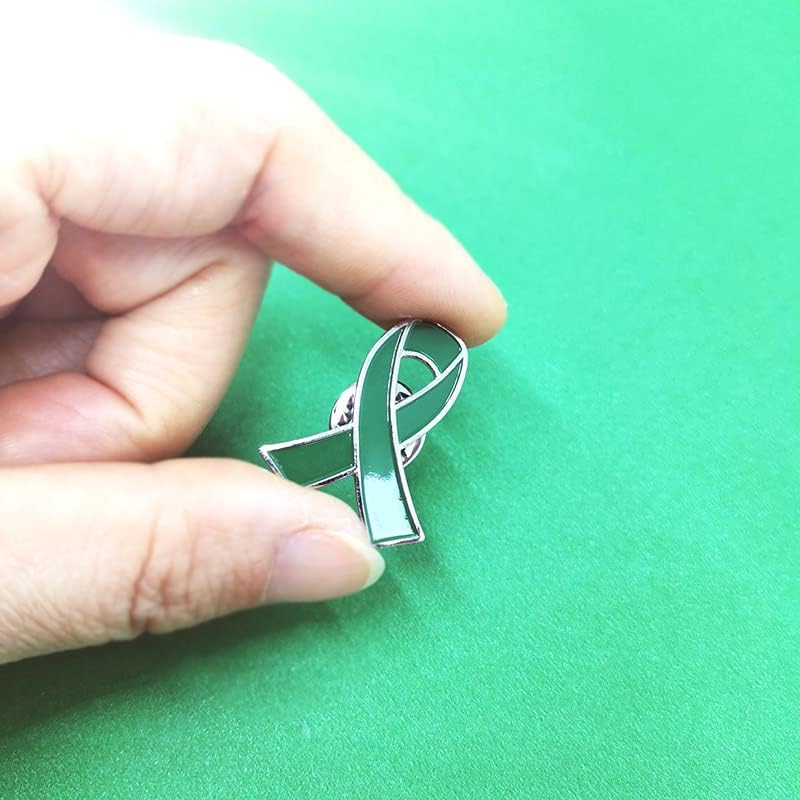 Amazon.com: 100Pcs Green Awareness Ribbon Pins Mental Health Awareness ...