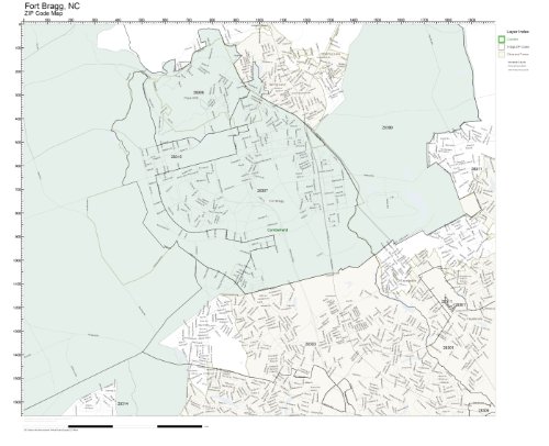 ZIP Code Wall Map of Fort Bragg, NC ZIP Code Map Not Laminated: Amazon ...