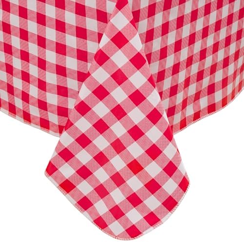 Amazon.com: Red and White Vinyl Table Cloth with Flannel Backing by ...