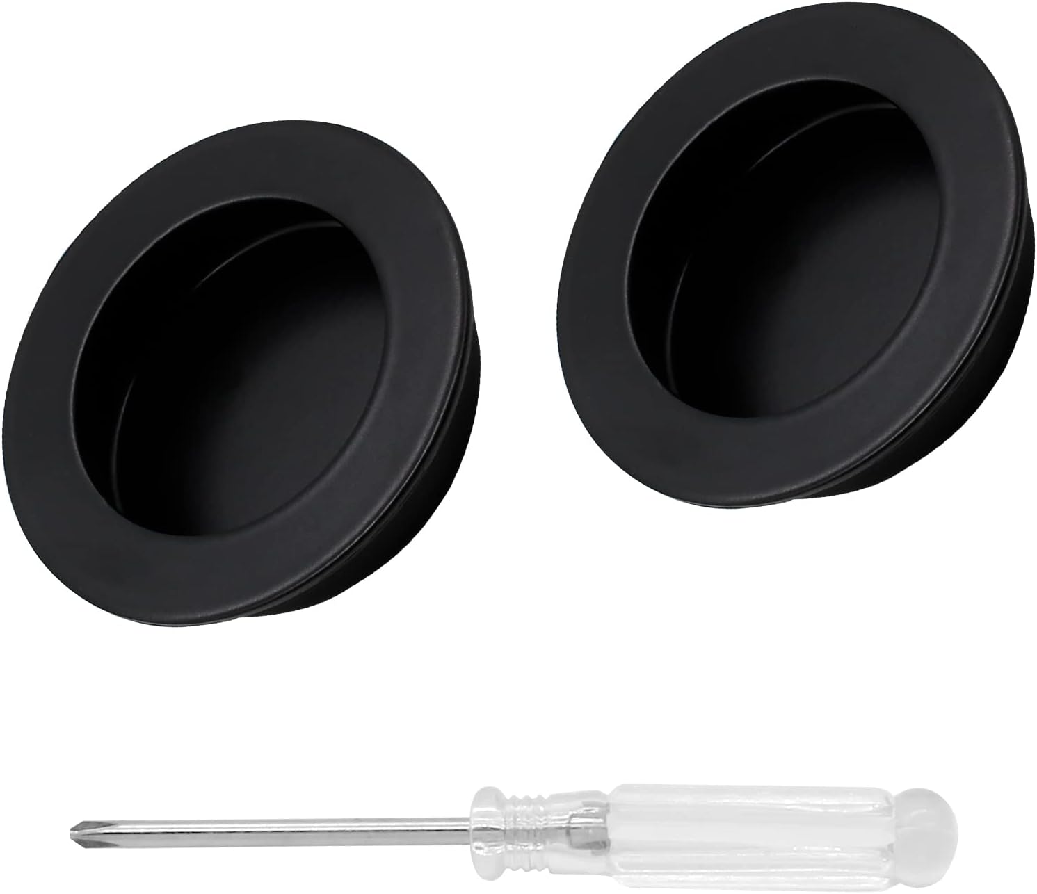 Biaungdo 2 Pcs Black Round Recessed Cabinet Pulls, Stainless Steel Door ...