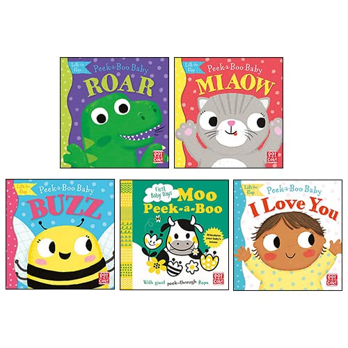 Peek-a-Boo Baby 5 Books Collection Set By Pat-a-Cake (Roar, Buzz, I ...