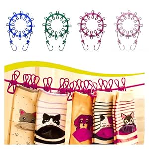 Eightiz Cloth Drying Rope with Hooks Elastic Cloth Hanging Rope for ...