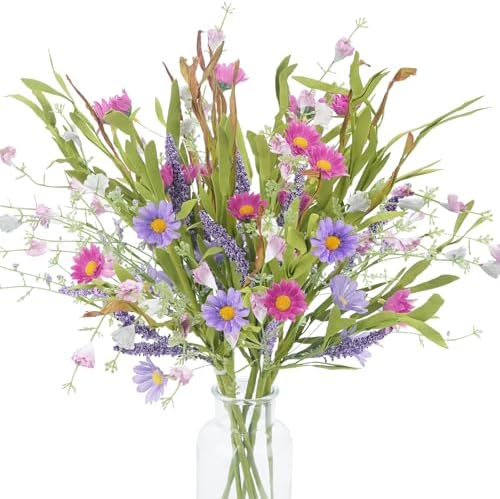 Amazon.com: 2 Bundles Spring Artificial Wildflowers Bouquet Colorful ...